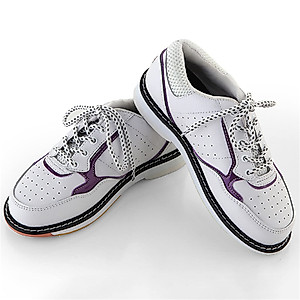 ZHENSI Women's Bowling Shoes Lightweight Breathable Leather Anti-Slip Buffer,White,6.5