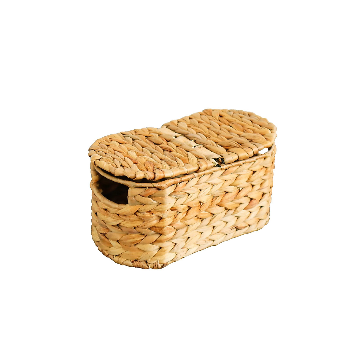 Eden Grace Handmade Oval Woven Wicker Basket with Lid - Stylish Storage Solutions for Home Organization Large