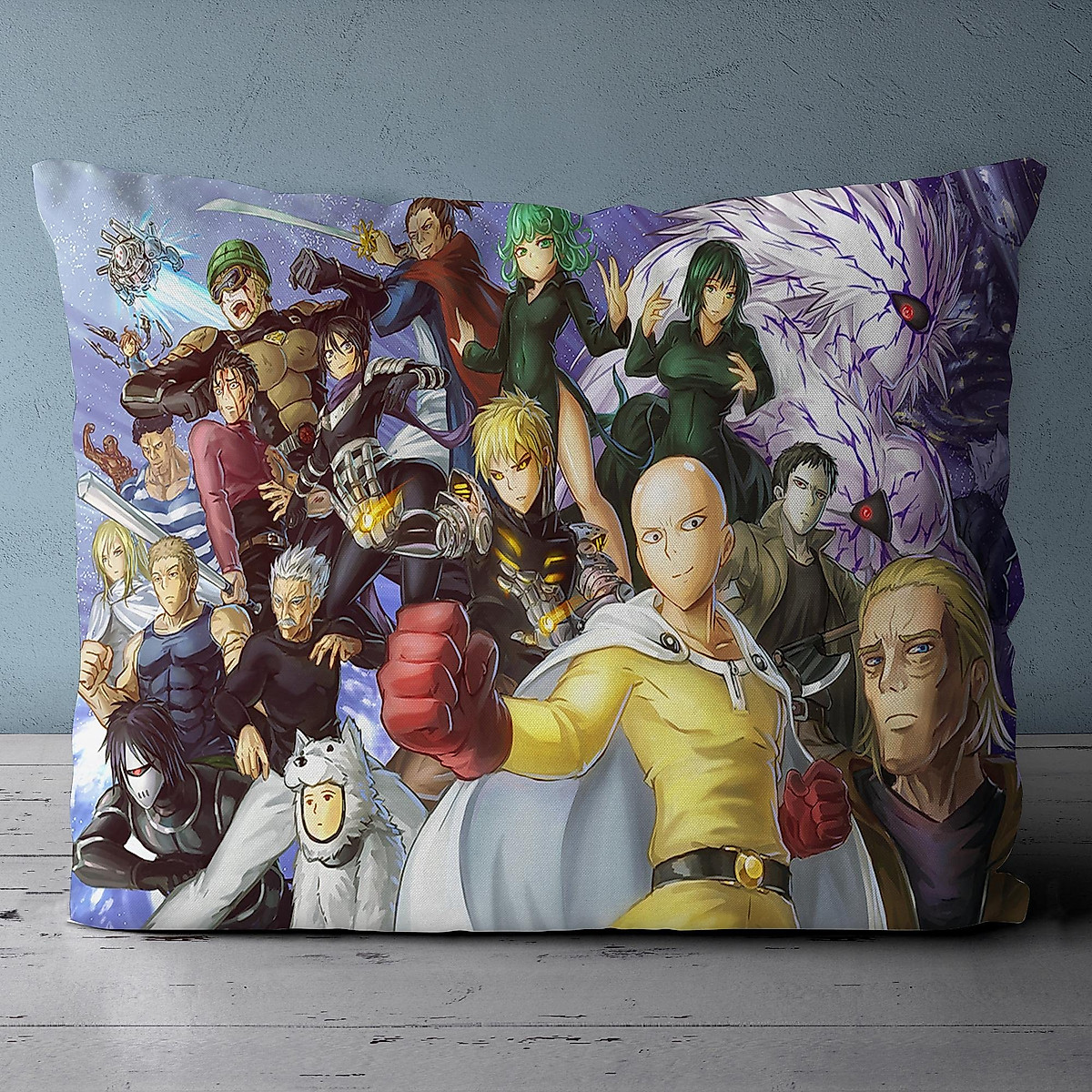 NICHIYOBI Punch Hero Anime Genos Saitama Duvet Cover Set 3D Bedding Comforter Cover 3 Pcs (1 Duvet Cover+2 Pillowcases) Bedding Set (02,Full-80x90in+20x30in*2)