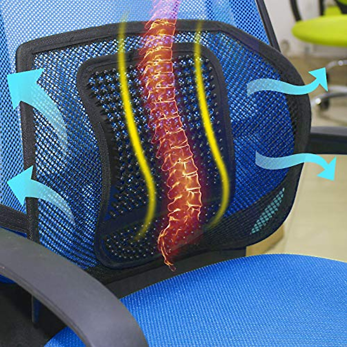 Teraves Lumbar Support for Office Chair, Car Seat or Home Chair, Double Breathable Mesh Back Support Cushion for Driving Comfort and Posture Support
