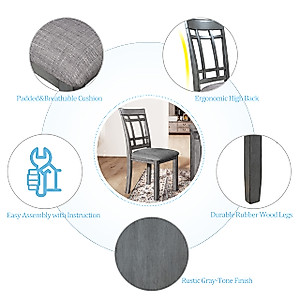 LUMISOL 6 Piece Dining Room Table Set with Bench and Chairs Upholstered Seating, Solid Wood Kitchen Dining Furniture Set Farmhouse Style