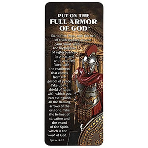 Full Armor of God Bronzed 7 x 2.5 Acrylic and Paper Keepsake Bookmarks Pack of 12