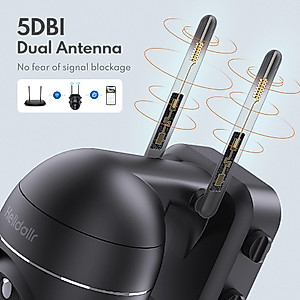 Helidallr Security Camera Outdoor, 355° PTZ Camera 1080P WiFi Wireless Indoor Cameras for Home Security 15000mAh Security Cameras with IP66 Waterproof, Night Vision, AI & PIR Detection, Two-Way Audio