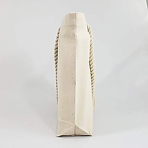 6 Pack Rope Handle Tote Bags Large Tote Bag with Rope Handles Sturdy Canvas Reusable Grocery Shopping Bags Tote Bag Beach Bag (Large (20"W x 15"H x 5"D))