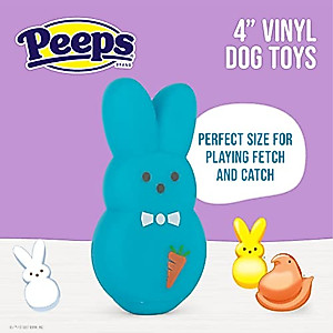 Peeps for Pets 3 Piece Dress-Up Bunnies Vinyl Dog Toys Yellow, Pink, Blue 4 inch Plastic Squeaky Dog Toys Value Pack Fun, Cute, and Squeaky Dress-Up Bunnies from Peeps