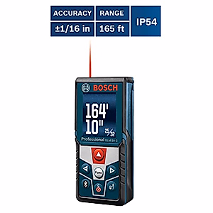 BOSCH Blaze GLM50C Bluetooth Enabled 165ft Laser Distance Measure with Color Backlit Display