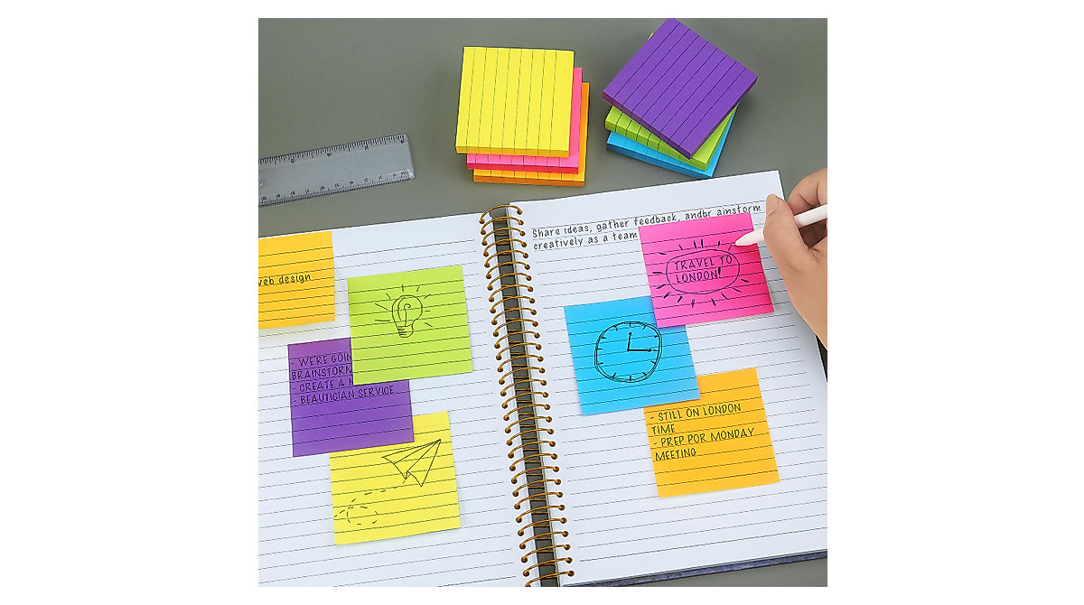 Bright Multi-Color Lined Sticky Notes 3x3 Pack | Eastern Wolf