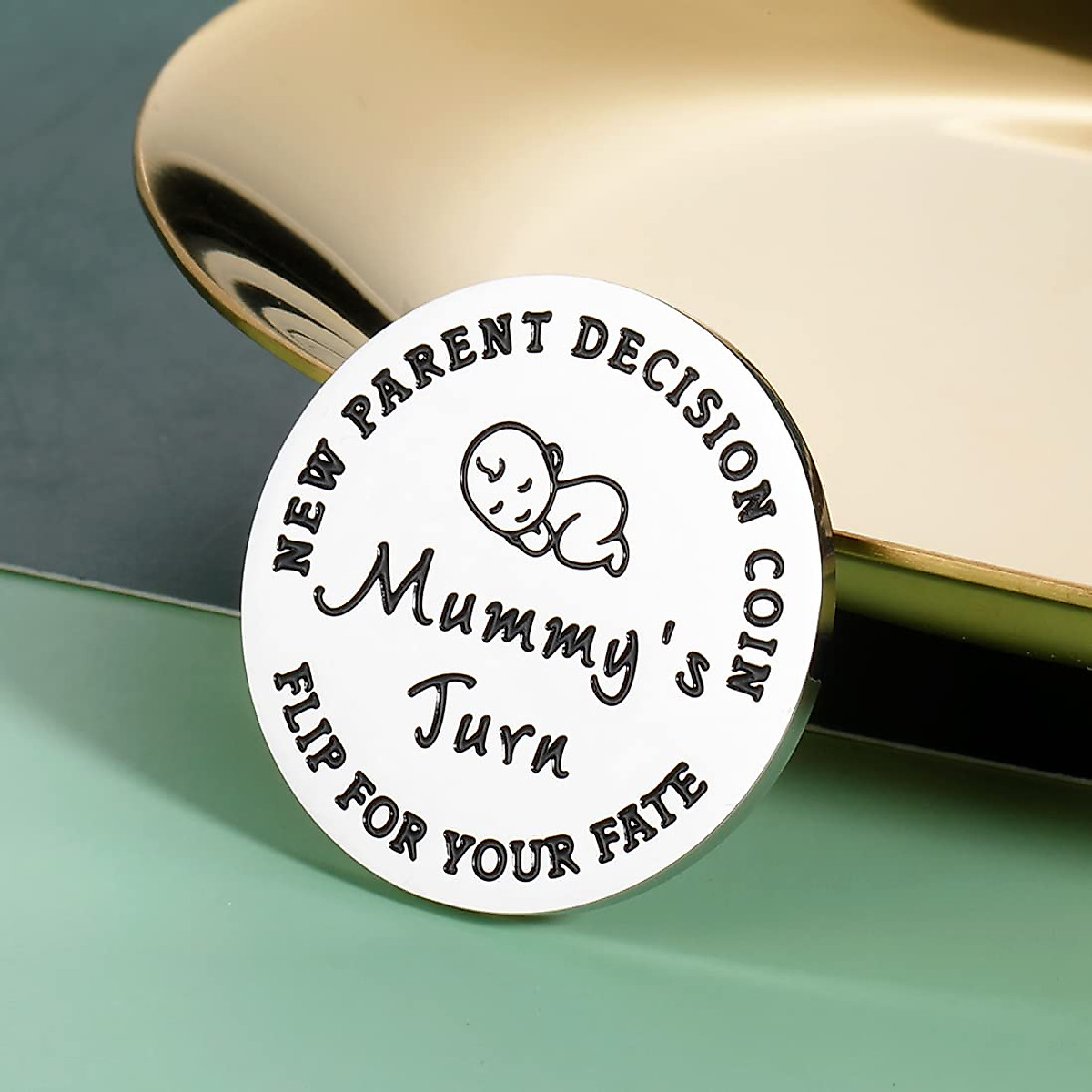 Fun New Parents Decision Coin, New Mom Gifts for Women New Dad Gift for Mother to Be New Baby Baby Shower Pregnancy Gift First Time Birthday Mothers Fathers Day Christmas Thanksgiving, Double Sided