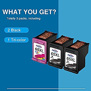 Paeolos Remaunfactured 65xl Ink Cartridge Replacement for hp 65XL Black and Color Combo Pack for Envy 5055 5052 5058 DeskJet 3755 2655 3720 3730 3752 Printer, 3 Packs (2 Black, 1 Tri-Color)