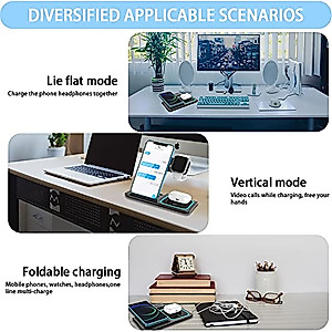 Wireless Charger, 3 in 1 Fast Wireless Charging Station, Charging Stand Dock for iPhone 14,13,12,11(Pro, Pro Max)/XS Max/XR/XS/X/8(Plus), for Samsung Galaxy, for Apple Watch Series & AirPods(Black)