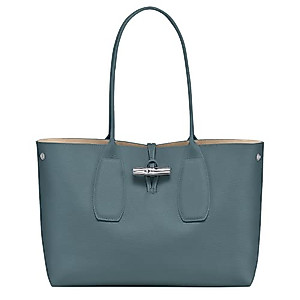 Longchamp 'Roseau' Leather Shoulder Tote Handbag, Blue