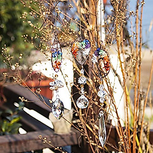 H&D HYALINE & DORA Handmade Chakra Suncatcher Window Hanging Crystal Drop Prism Ornaments,Pack 3pcs