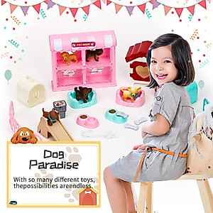 TQQFUN 32 PCS Dog Figures Pet Pretend Play Toys Educational Toy for Girls and Boys, Pet Pretend Play Toys, Realistic Detailed Pet Care Center Play Set, Puppy Toys for Boys and Gilrs.