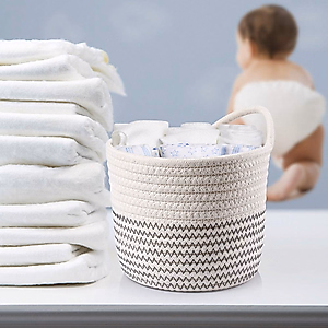 2pack Hanging Basket，100% Natural Cotton，With Free Hooks, Baby Nursery and Home Décor Cotton basket