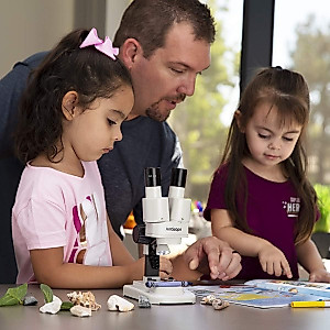 AmScope 10X-20X Kids Battery Powered Binocular Stereo Dissecting Microscope with LED Light