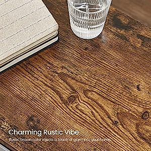 VASAGLE Tall Side Table, Telephone Table, End Table with 2 Mesh Shelves, for Living Room, Bedroom, Home Office, 11.8 x 15.7 x 29.5 Inches, Rustic Brown and Black ULET75BXV1