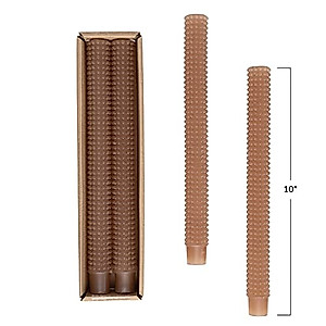Creative Co-Op Unscented Hobnail Taper Box, Set of 2, Cappuccino Candles, 1" L x 1" W x 10" H, Brown, 2 Count