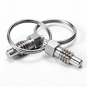 2 Packs Spring Plunger with Pull Ring, 1/4"- 20 Thread Size, 0.31" Thread Length, Stainless Steel Non-Locking Type Stubby Hand-Retractable Spring Plunger Index Plunger