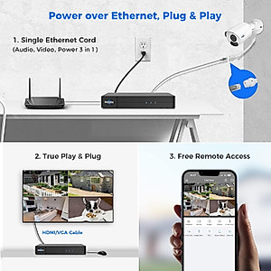 【16 channel Extendable】Hiseeu 8 Port 4K PoE Network Video Recorder NVR, Support 4K/2K/8MP/5MP/3MP/1080P PoE Camera, Free Remote Access, Motion Alarm, 24/7 Recording, Smart Playback, No Hard Disk Drive