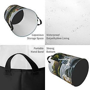 KIROJA Bass Fishing Wave Laundry Hamper,Portable Clothes Hampers,Storage Basket Toys Storage Organizer For Home Dorm, Small