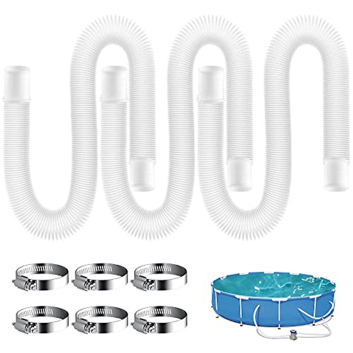 PLULON 3 Pieces Swimming Pool Replacement Hose,1.25Inches Diameter Replacement Hose, Kinkproof PE,Pool Filter Replacement Hose Compatible with filter Pump 330 GPH, 530 GPH, and 1000 GPH
