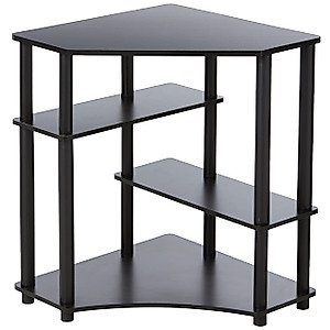 Furinno Turn-N-Tube Space Saving, Corner Desk, Espresso/Black & Turn-N-Tube Accent Decorative Shelf, Espresso/Black