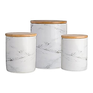 DII Kitchen Accessories Collection Ceramic, Canister Set, 4.5 Cup/3 Cup/1.25 Cup, White Marble