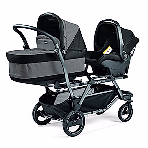 Peg Perego Duette Piroet - Double tandem Stroller - compatible with Primo Viaggio infant car seats - Made in Italy - Atmosphere (Grey)