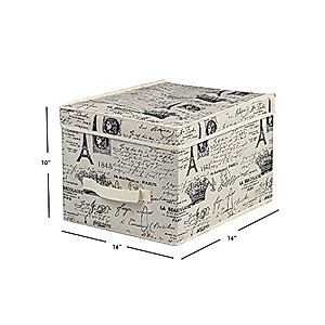 Home Basics Paris Collection Non-Woven Large Storage and Organization Box, Natural, (Jumbo Box)
