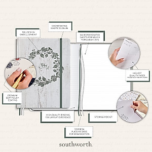 Southworth Premium Journal, 5.5” x 8.25”, Sage Cheetah Design, Premium 28lb/105gsm Paper, Perforated Sheets and Page Corners, 3 Ribbon Placeholders, 80 Ruled Sheets/160 Ruled Pages (91929)