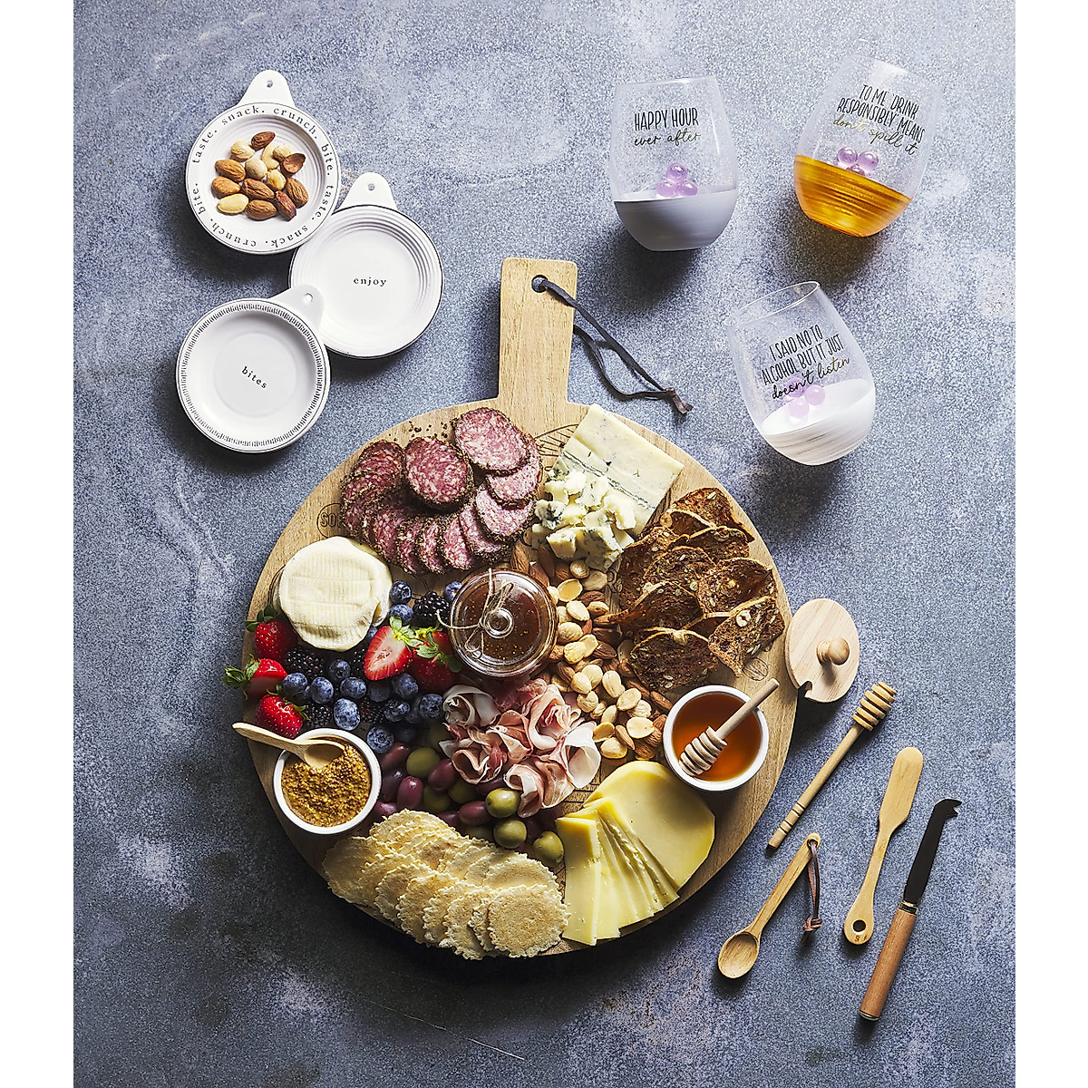 Mud Pie, Brown, Charcuterie Board Serving Set, utensil approx 5 3/4"