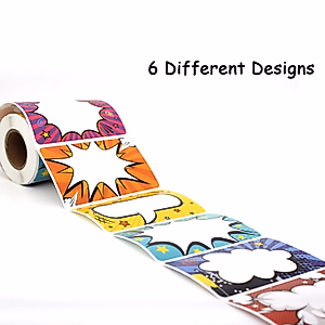 Cute Big Name Tags Stickers Labels Roll 250 Pcs Self Adhesive Personalized Name Tag Label Sticker 6 Different Designs 3.5"X 2.25" (Bubble Cloud)