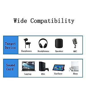 USB to 3.5 mm Jack Audio Headset Adapter Cable 0.6 Feet,External Stereo Sound Card Supported USB to TRRS 4-Pole aux Port Headphones, Plug connectors Compatible with Laptop,PC, Mac, PS4 etc (Black)