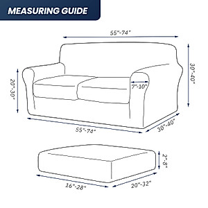 Asnomy Sofas Covers for 2 Cushion Couch Loveseat Cover Velvet Stretch Slipcovers for Dogs Cats,2 Seat Cushion Furniture Protector Machine Washable（Medium，Dark Grey）
