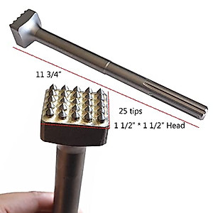 ACTINTOOL 11 3/4 In. SDS Max 25 Tips Concrete Repair Patch Prepare Bushing Tool For Concrete, 1 1/2 Inch Square Head Concrete Roughness Coating Remove Bushing Bit For Demoliton Hammer(Pack of 1)