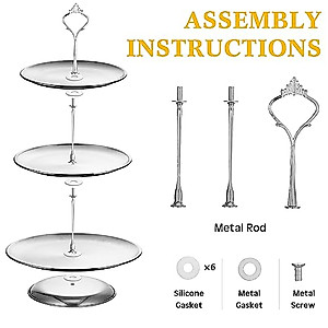 Set of 2 Cupcake Display Stands 3 Tier Serving Tray Platters Stainless Steel Cup Cake Tower for Birthday Party Wedding Cakes Dessert Cookie Candy (Silver)
