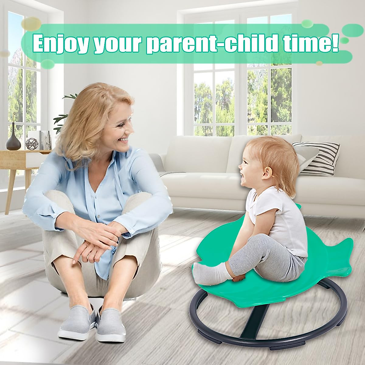 Luanka Kids Swivel Chair Sensory,Autism Chairs for Kids,Sensory Spinning Chair for Kids Autism,Toddler Coordination Sensory Products for Ages 3 Years and UP,Gifts for Kids with Autism (Green)