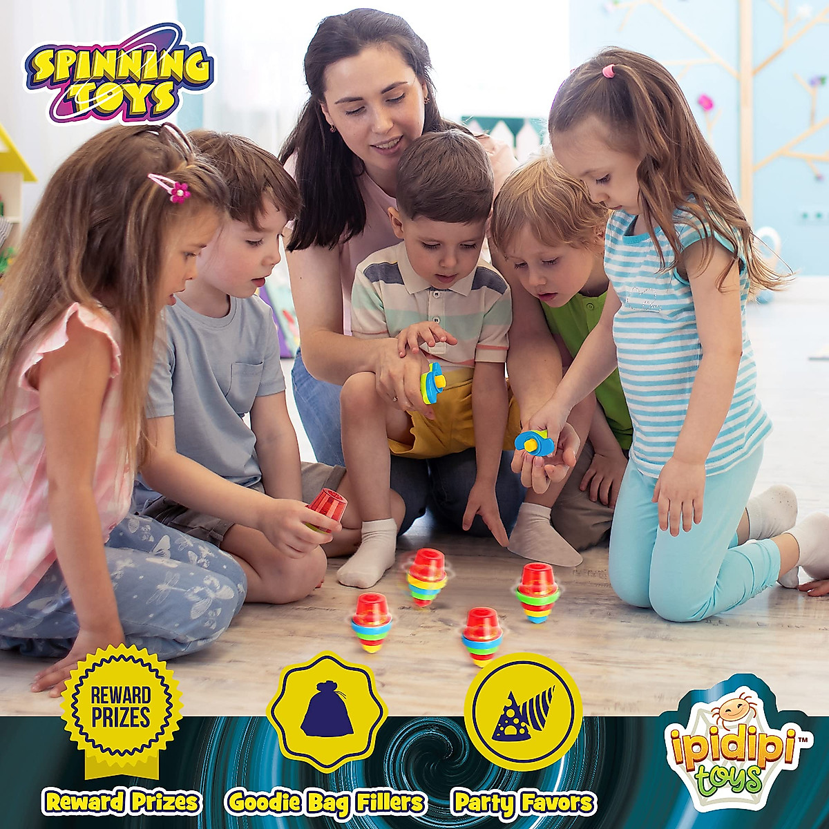 IPIDIPI TOYS Light Up Spinning Tops - Light Up Spinner Toy for Kids - Christmas Party Favors, Stocking Stuffers, Classroom Prizes, Birthday Party Toys, for Boys and Girls, Red, Pack of 12