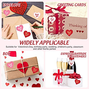1000 Pieces Heart Thank You Sticker 1.5 inches Valentine's Day Red Pink Label Sticker Adhesive Thank Heart Shaped Sticker Thank Present Tag for Wedding Anniversaries Envelopes Greeting Cards, 2 Rolls