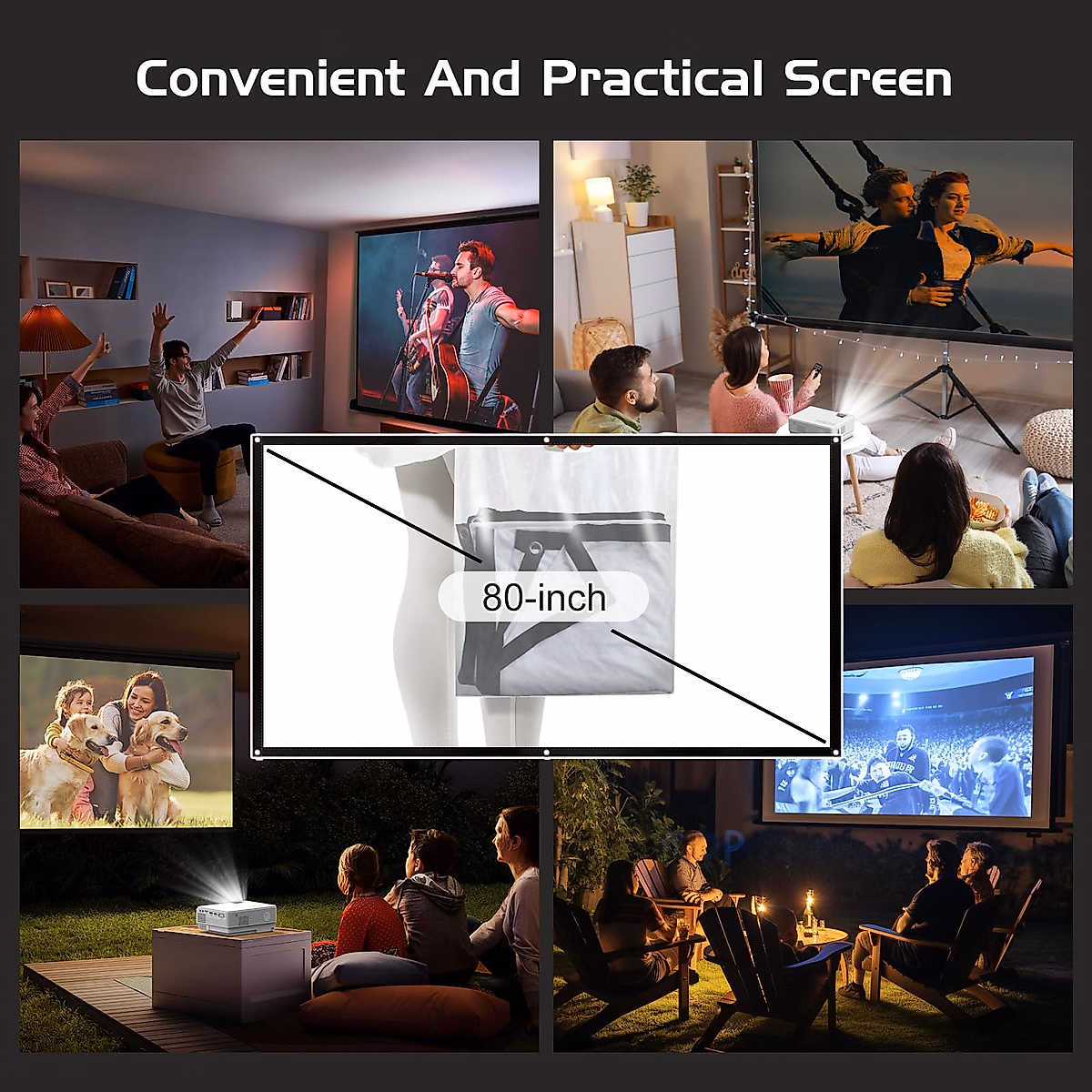 2023 Upgraded Mini Projector with Bluetooth and Projector Screen, Full HD 1080P Supported Portable Video-Projector, Home Theater Movie Projector Compatible with HDMI,VGA,USB,AV,Laptop,Smartphone