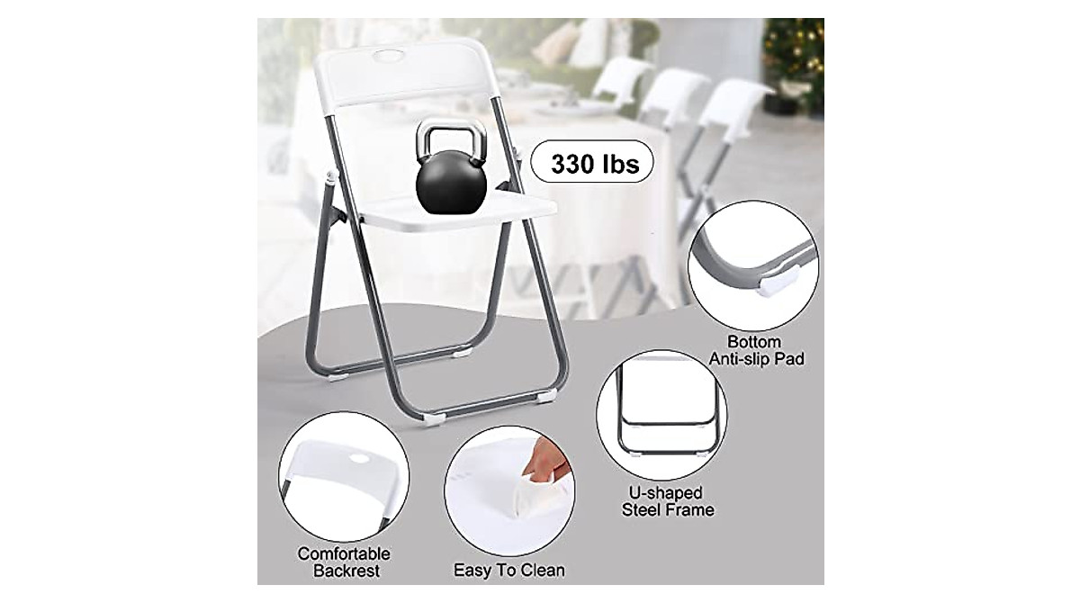 8 Pack Folding Chairs - Durable & Stackable 330lb Capacity