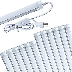 HOLDWILL 12 Pack LED Shop Light Fixture, 5FT 30W 6500K, Cool White, Milky Cover, Hight Output, Linkable Shop Lights for Workshop, T8 LED Tube Lights, LED Shop Lights for Garage 5 Foot with Plug Cable