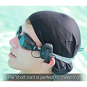 SEWOBYE Waterproof MP3 Player for Swimming and Running, Underwater Headphones with Short Cord, Shuffle Feature