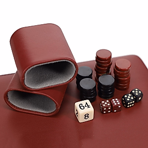 WE Games Backgammon Set, Board Games for Adults - Travel Games - Magnetic with Burgundy Leatherette Backgammon Board and Carrying Strap - Travel Backgammon Sets for Adults