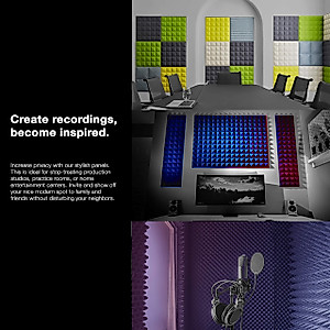 Fstop Labs Acoustic Foam Panels, 1" X 12" X 12" Mushroom Studio Wedge Tiles, Sound Panels Sound Proof Foam Panels Sound Proofing Padding For Wall