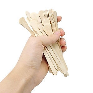 Honbay 100PCS Wooden Wax Sticks Wax Spatulas Applicator Sticks for Face Lip Hair Eyebrow Removal (4.9 Inch)
