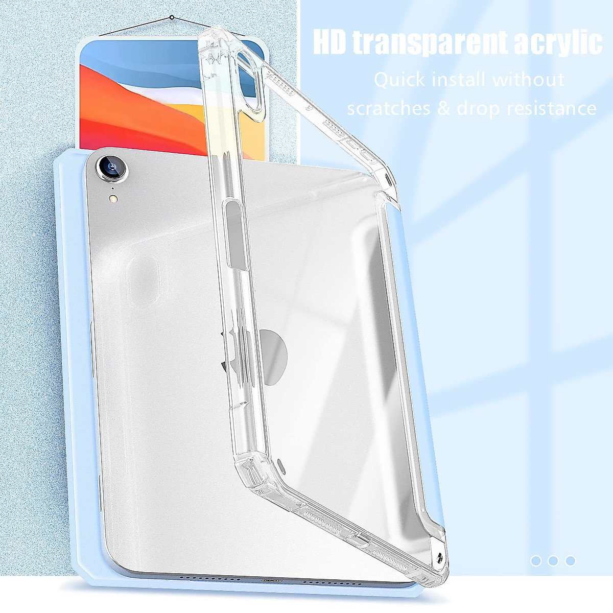 Hoidokly Slim Case for iPad Mini 6 2021 (8.3 Inch) - [Built-in Pencil Holder] Shockproof Cover Clear Transparent Back Shell, Auto Wake/Sleep for iPad Mini 6th Generation, Yellow