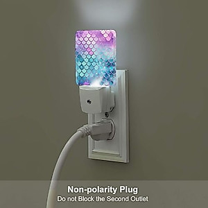 WUFNUUL Night Light Plug into Wall Mermaid Scale Blue Pink Sensor Led Dusk to Dawn Night Lamp Plug-in Home Decorative for Bedroom Bathroom Kitchen Hallway Stairs Hallway Energy Efficient