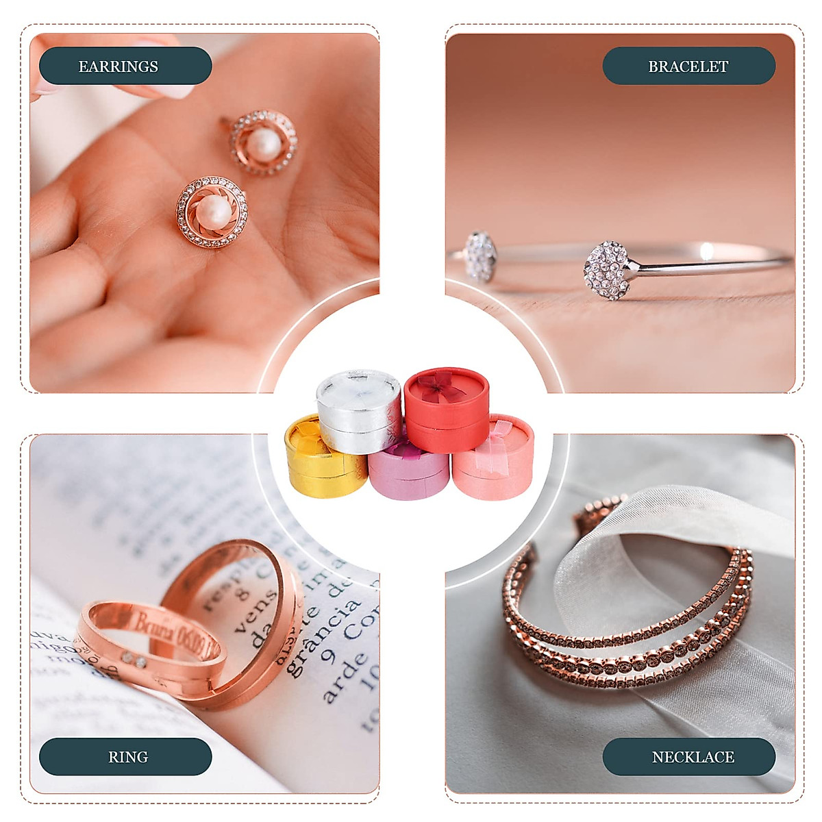 Cabilock 20pcs Box Round Jewelry Box Finger Ring Gift Case Earring Case Organizer Locket Ring Jewellery Gift Boxes Ring Boxes for Jewellery Decor Mesh Lovers Earrings Storage Tray