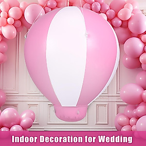 Syhood Half Hot Air Balloon with Air Pump Inflatable Baby Shower Party Hanging Balloon for Girls Boys Baby Indoor Outdoor Decoration for Kids Birthday Nursery Wedding Exhibitions (Pink,5 ft)